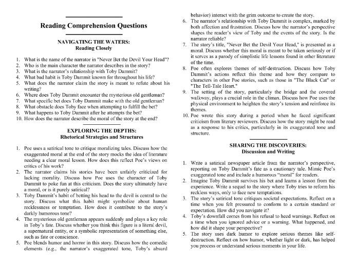 Never Bet the Devil Your Head by Edgar Allan Poe with Reading ...