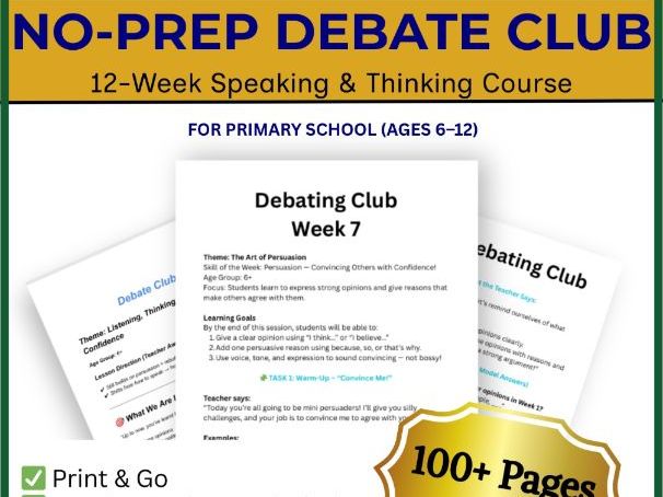 No-Prep Debate Club for Primary Students (Ages 6–12) | Teaching Resources