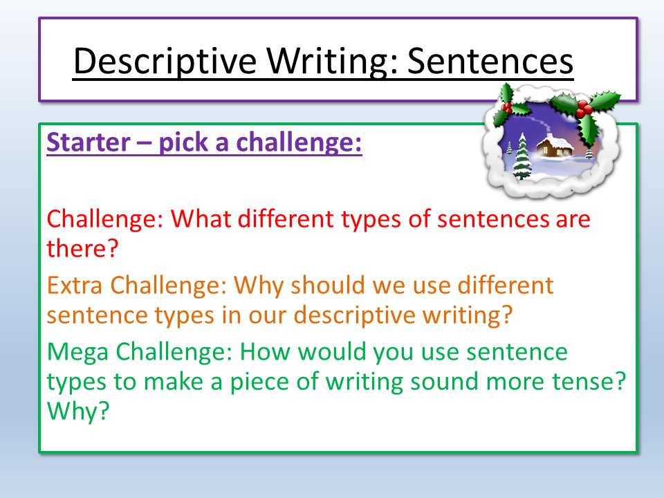 Christmas Descriptive Writing Sentences Teaching Resources