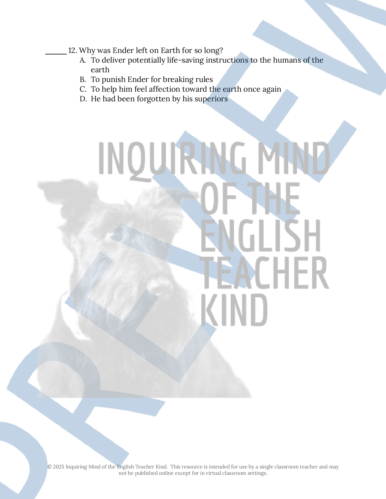 Ender's Game Chapters 11 through 13 Quiz and Answer Key | Teaching ...