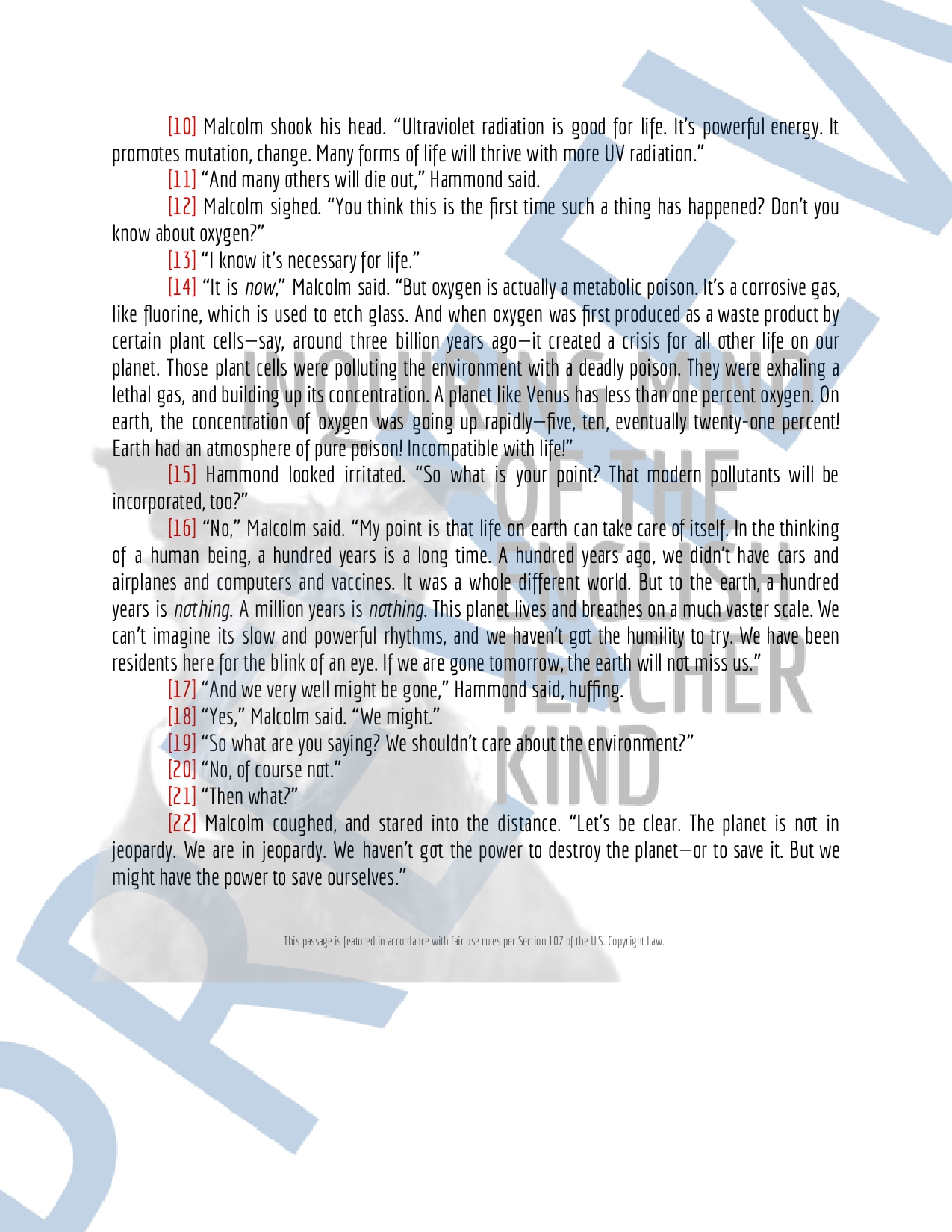 Jurassic Park by Michael Crichton Chapter 52 Close Reading Analysis ...