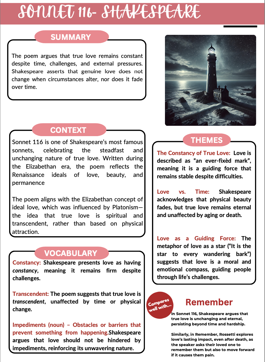 IGCSE English Literature: Sonnet 116 by William Shakespeare – Complete ...