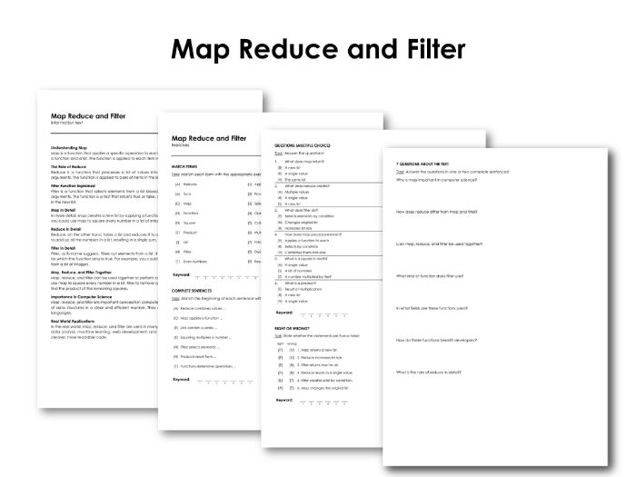 Map Reduce and Filter | Teaching Resources