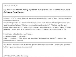 Personal Study A Level Art Writing Frame and Assessment dialogue sheet ...