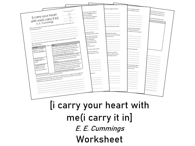 [i carry your heart with me(i carry it in] - E.E. Cummings - Worksheet ...