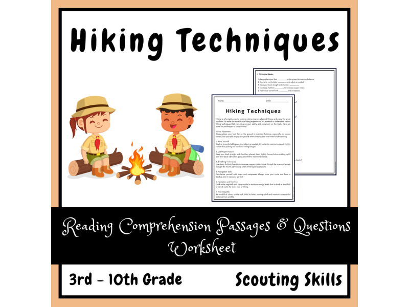 Hiking Techniques Reading Comprehension Passages & Questions Worksheets ...