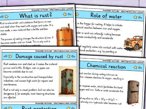 Rusting - Flashcards | Chemistry | Oxidation, Corrosion & Prevention ...