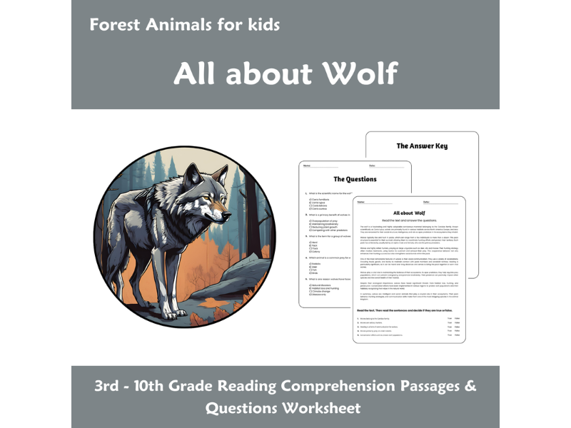 All About Wolves - Reading Comprehension Passages & Questions ...
