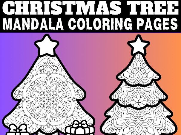 Mindfulness Christmas Tree Mandala Coloring Pages | 30 Festive Holiday ...