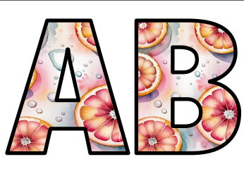 Citrus Fruits Pink Lettering Set Display Title Letters Numbers Signs ...