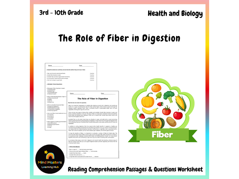 The Role of Fiber in Digestion Reading Comprehension Passages ...