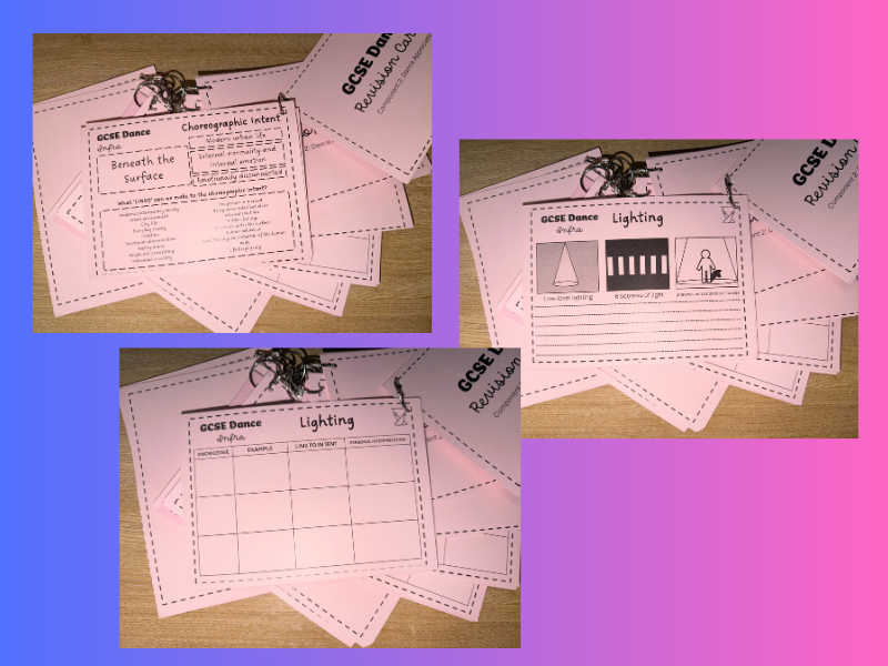 AQA GCSE Dance Revision Cards (Within Her Eyes) | Teaching Resources