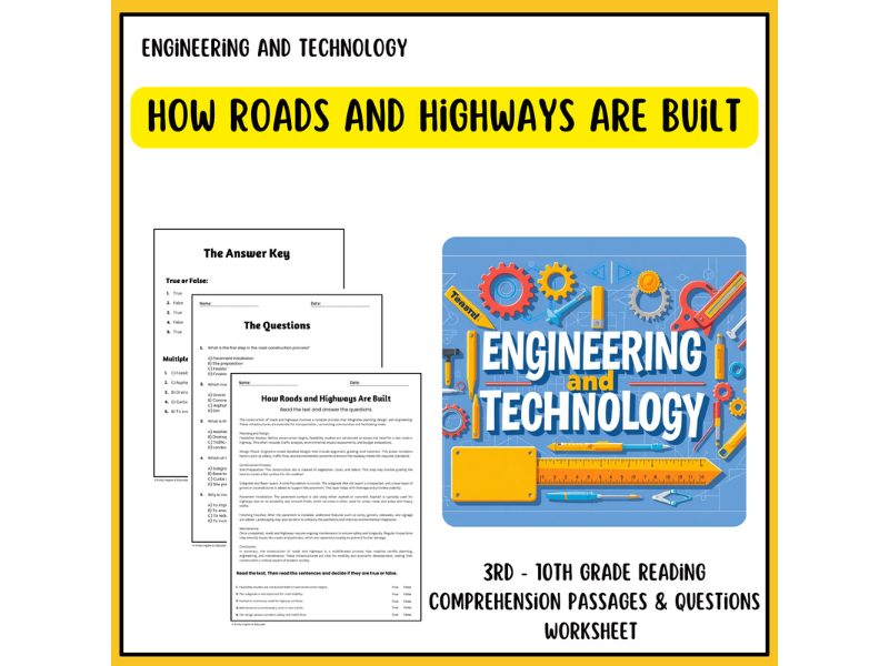 How Roads and Highways Are Built Reading Comprehension Passages ...