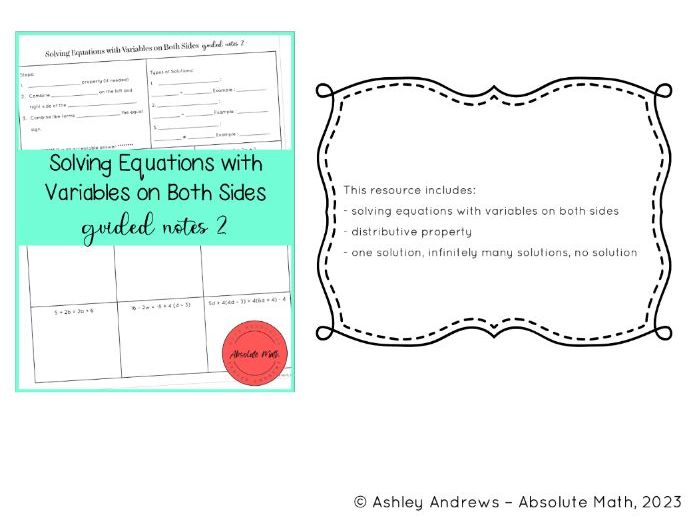 Solving Equations With Variables On Both Sides Guided Notes 2 Solving Equations With Variables On Both Sides Guided Notes 2