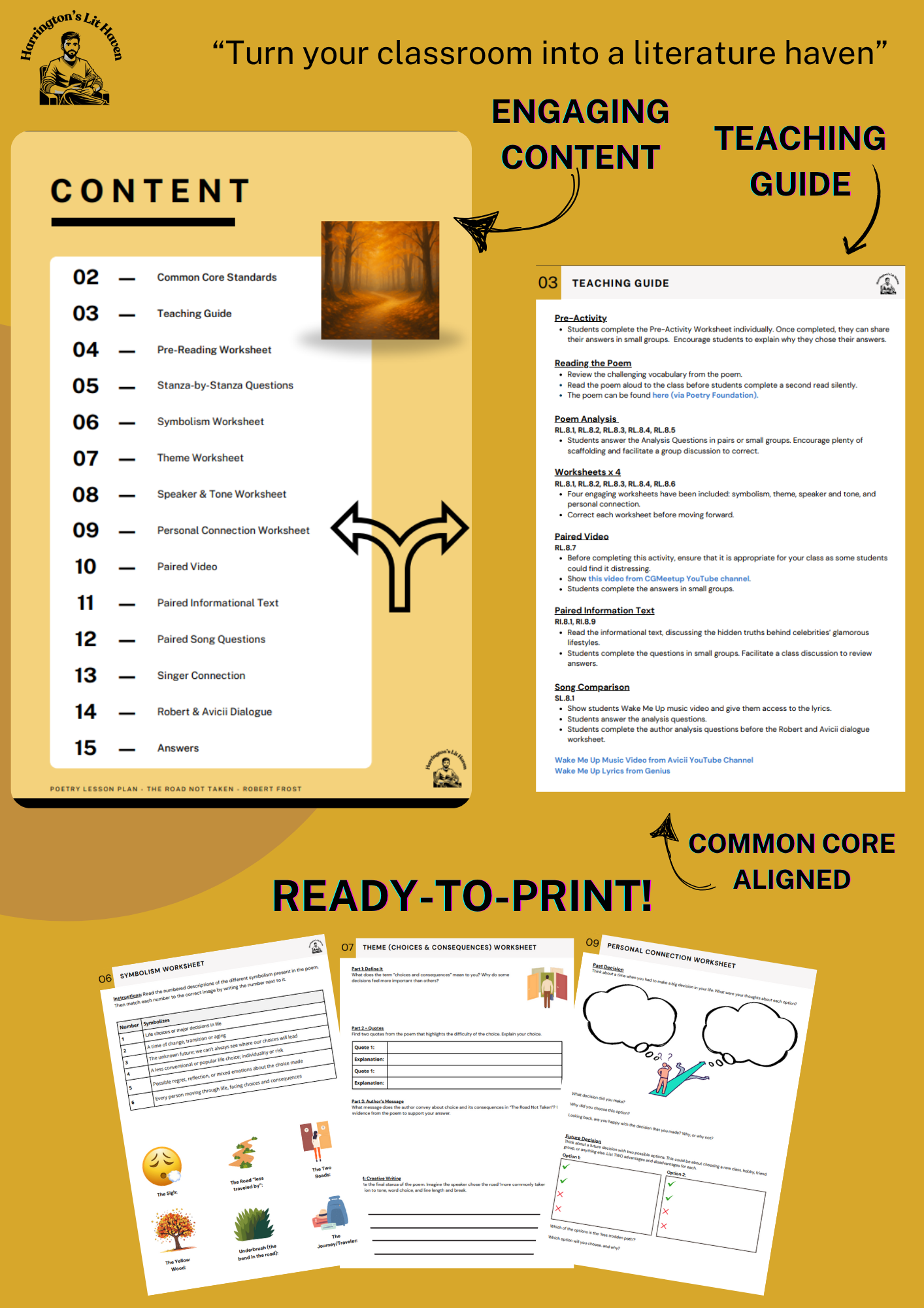 The Road Not Taken by Robert Frost - Poetry Lesson Plan Worksheets ...