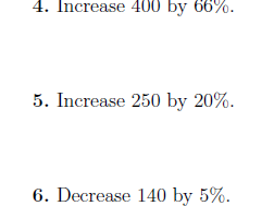 Increasing or decreasing an amount by a percentage (non-calculator ...