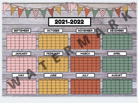 Boho Themed Calendar Classroom Monthly Display Bulletin Board 2021-2022 ...