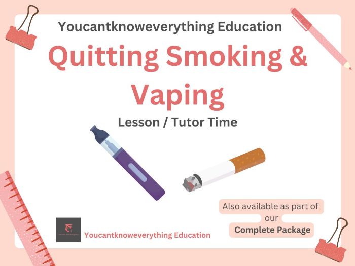 Vaping & Smoking - How to Quit Tutor Time | Teaching Resources
