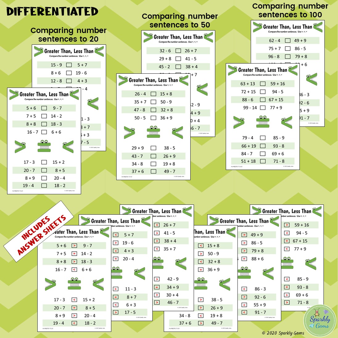 Greater Than Less Than Comparing Number Sentences Teaching Resources