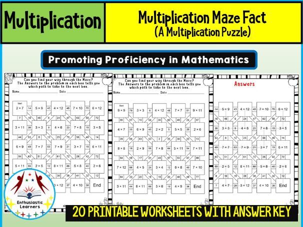 Multiplication Maze Fact (A Multiplication Puzzle) Worksheets Math ...