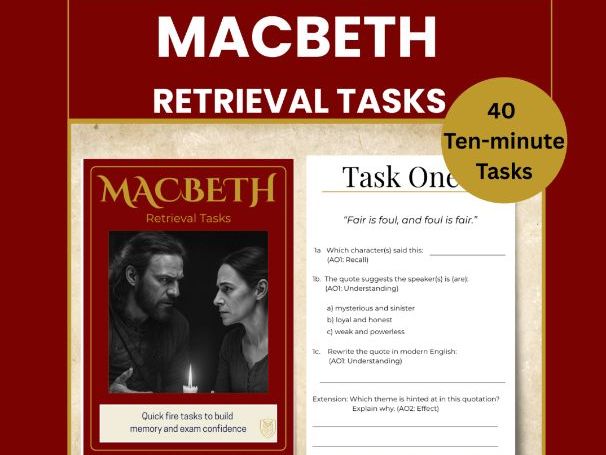 FREE Macbeth Retrieval Starters – Act 1 Sample (GCSE English Literature ...