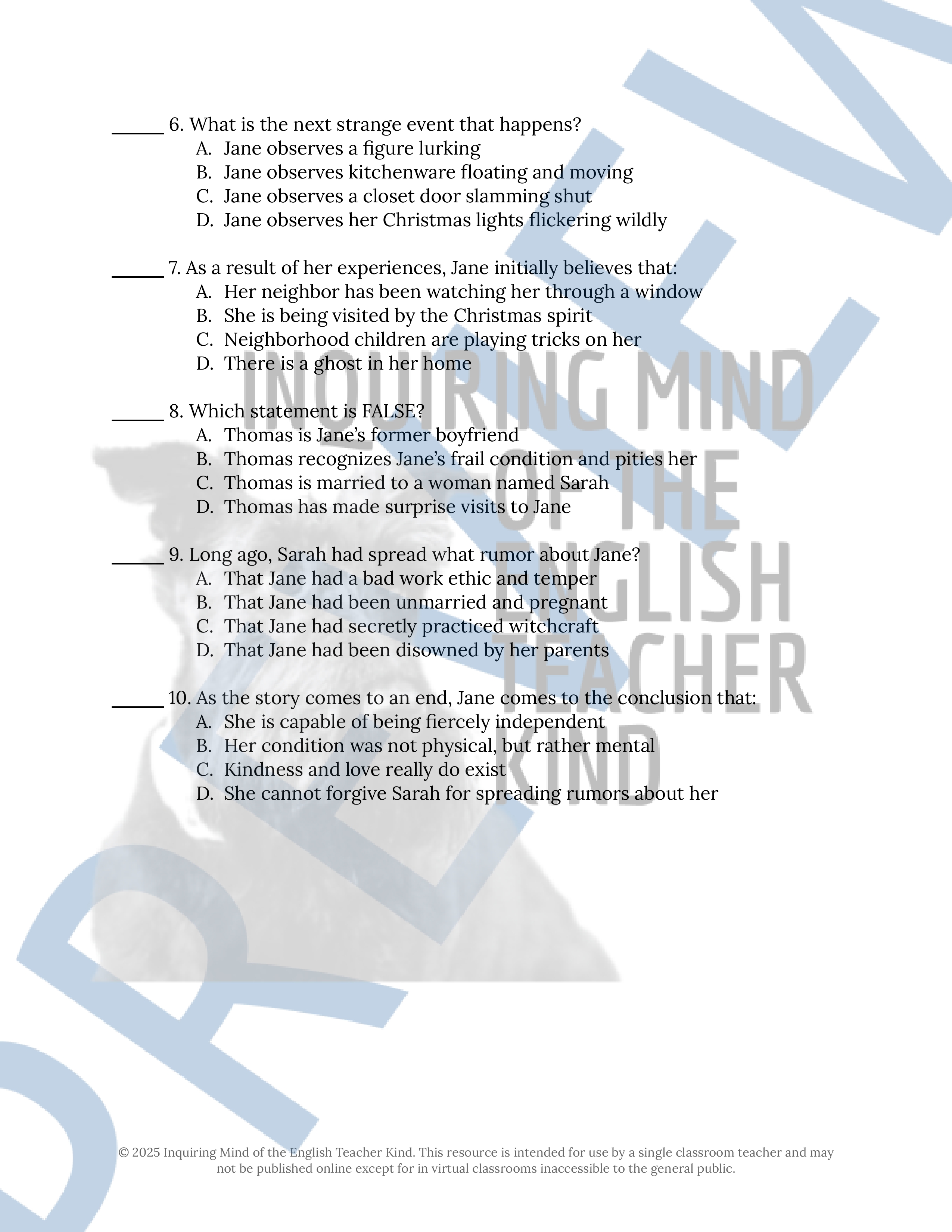 "The Christmas Ghost" by Mary E. Wilkins Freeman Quiz | Winter Holiday ...