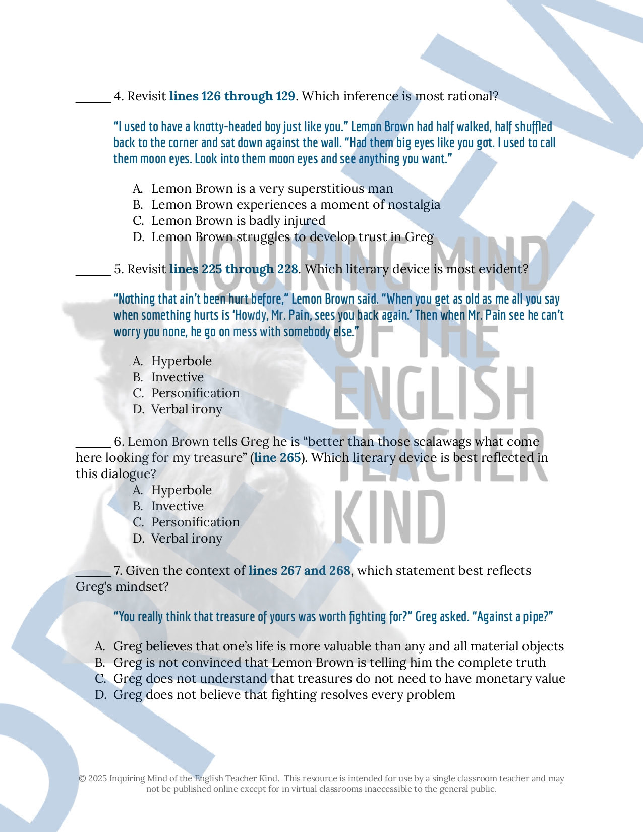 "The Treasure of Lemon Brown" by Walter Dean Myers Close Reading ...