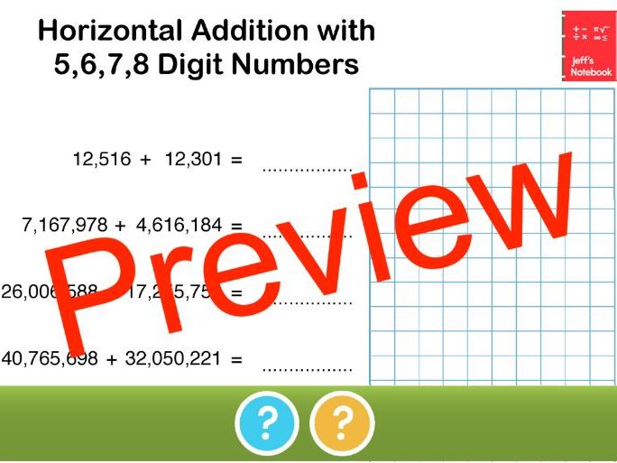 PREVIEW Addition Subtraction Of 5 To 8 Digit Numbers Teaching