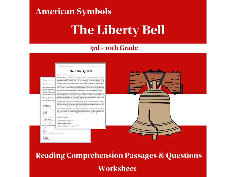The Liberty Bell Reading Comprehension Passages & Questions Worksheets ...