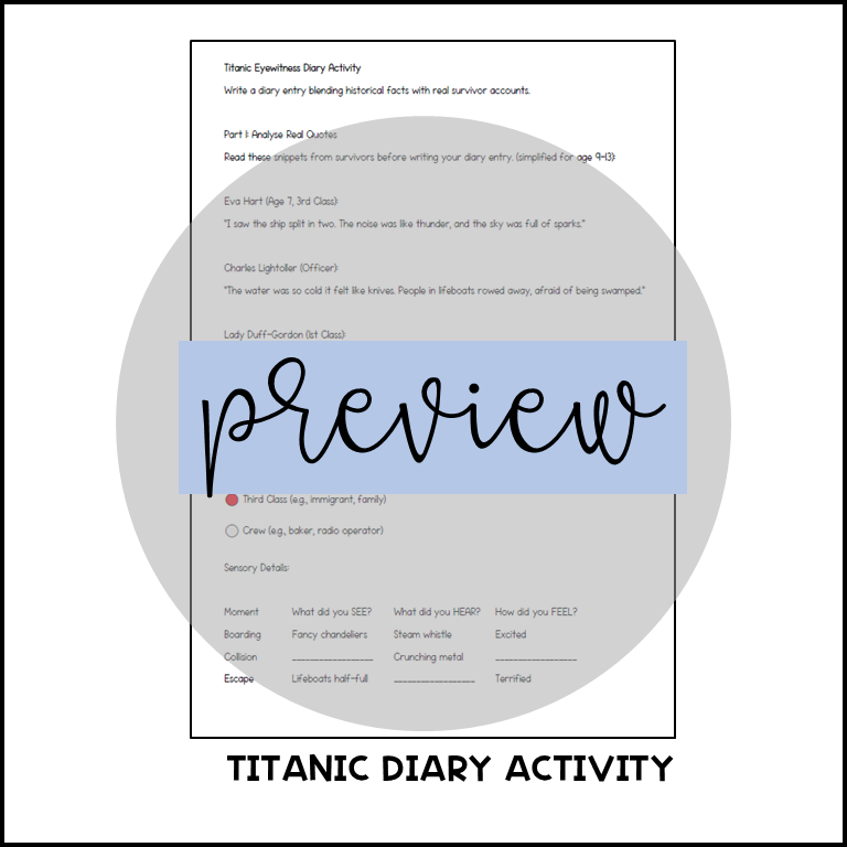 Titanic Teaching Pack | 6 Engaging Activities (Ages 11-14) | Teaching ...