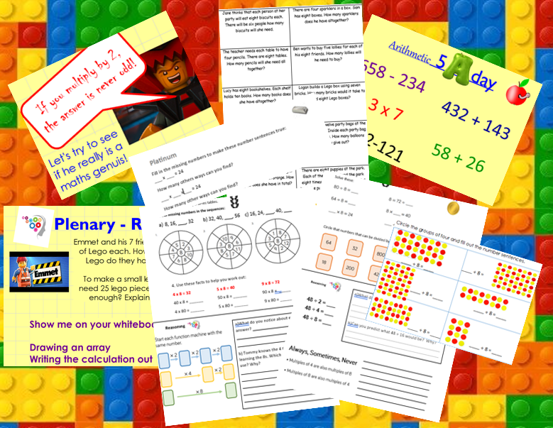 8 Times Table Maths KS2 Weekly Lesson Bundle Teaching Resources