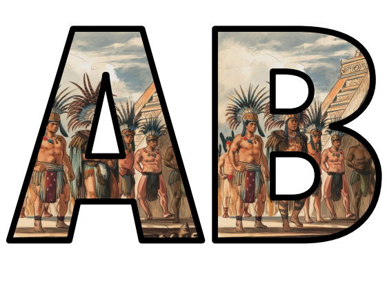 Aztecs Tribes History Geography Lettering Set Display Title Letters ...