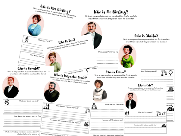 An Inspector Calls Character Profile Worksheets | Teaching Resources