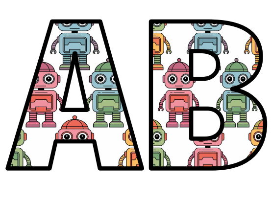 Mini Cute Colorful Robots Robotics Coding Lettering Set Display Title ...