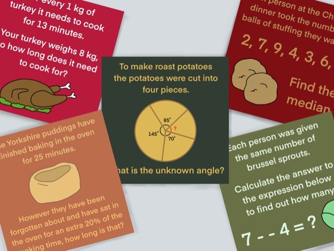 Christmas Dinner KS3 Maths Activities Teaching Resources