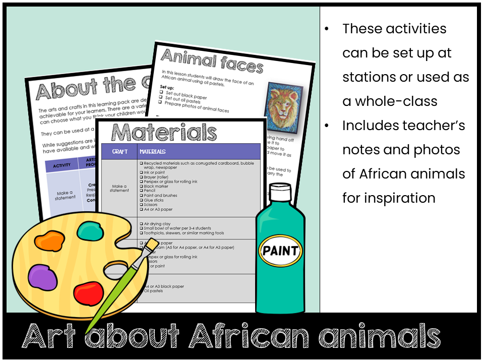 Africa Art Lessons African Animals Year 3,4,5,6,7 | Teaching Resources