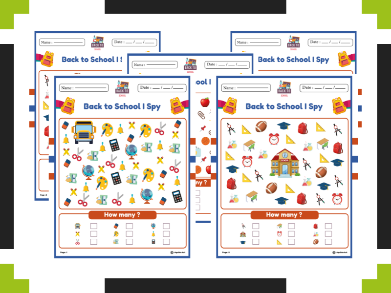 Back to School I Spy Game for Kids : Find and Count with Fun | Teaching ...