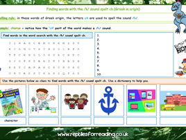 Finding words with the /k/ sound spelt ch (Greek in origin) worksheet ...