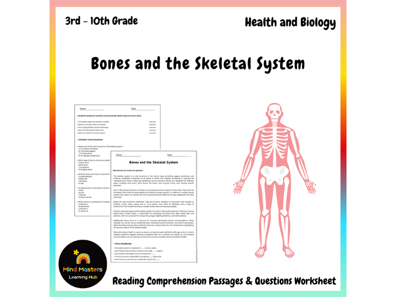 Bones and the Skeletal System Reading Comprehension Passages ...