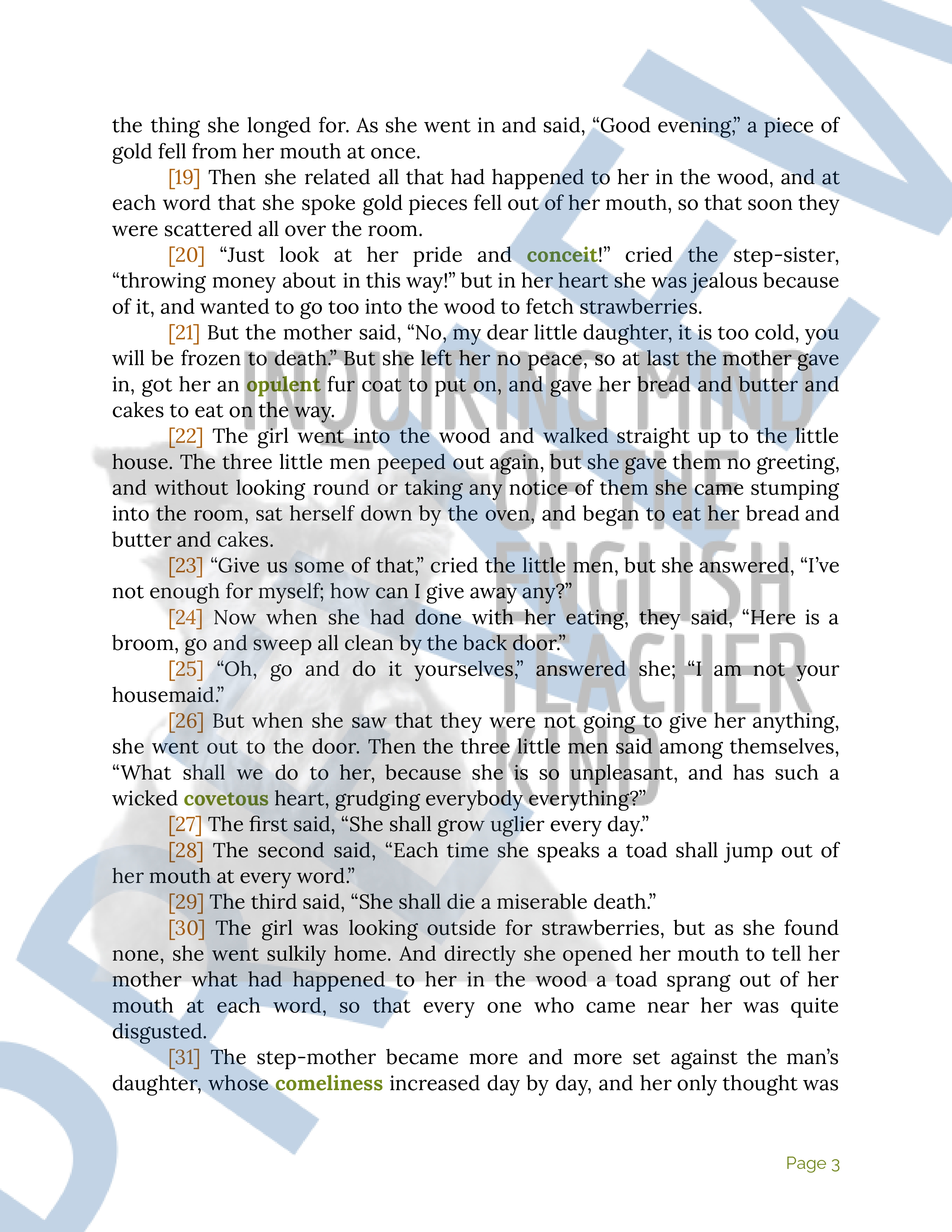 "Three Little Men in the Wood" Quiz and Answer Key | Brothers Grimm ...