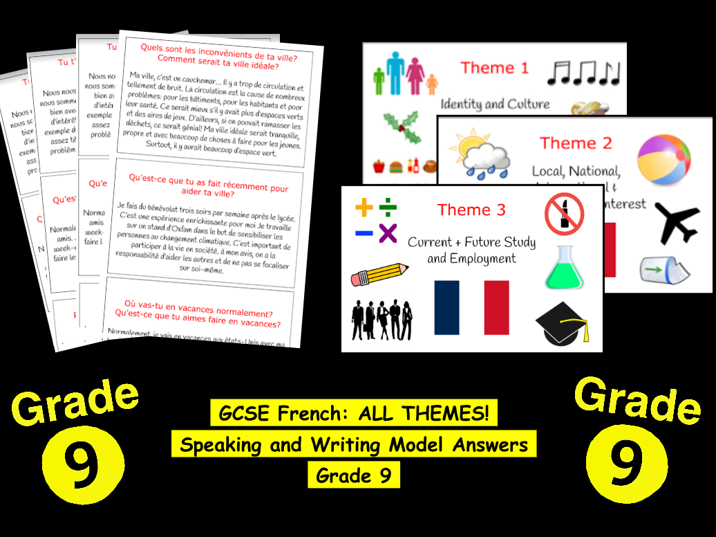 GCSE French Model Answers Speaking Writing BUNDLE All Themes