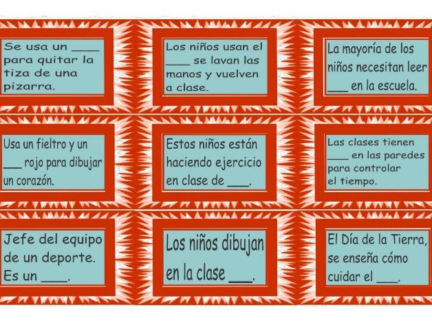 School Items, Places and Subjects Spanish 4 Worksheet-2 Game-1 Exam ...