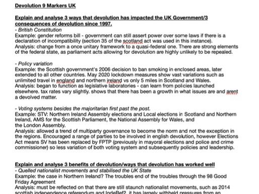 AQA A-Level 9 Markers Devolution Plans | Teaching Resources