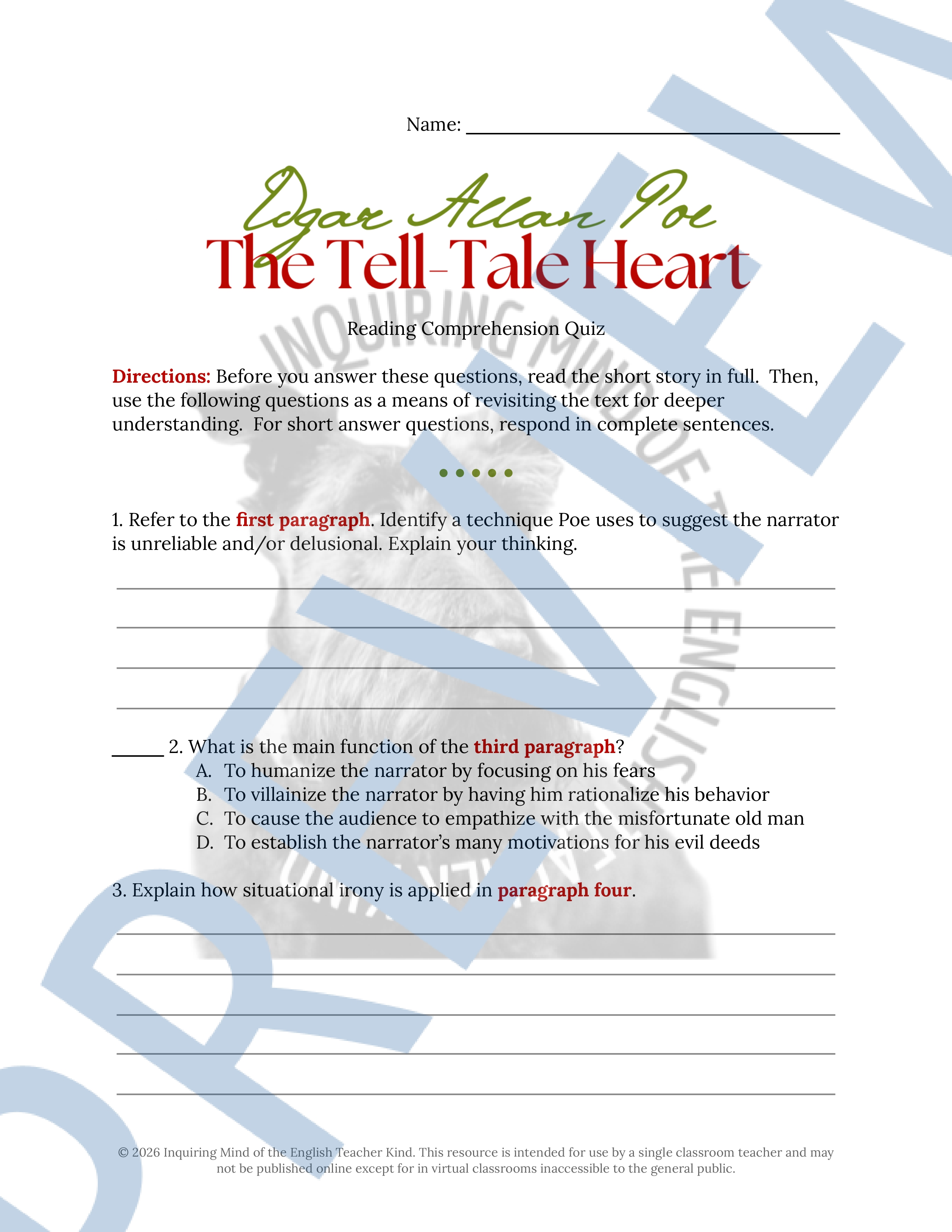 "The Tell Tale Heart" by Edgar Allan Poe | Short Story Analysis ...