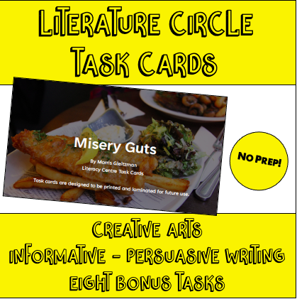 Misery Guts - Morris Gleitzman - Novel Study - Task Cards No Prep ...