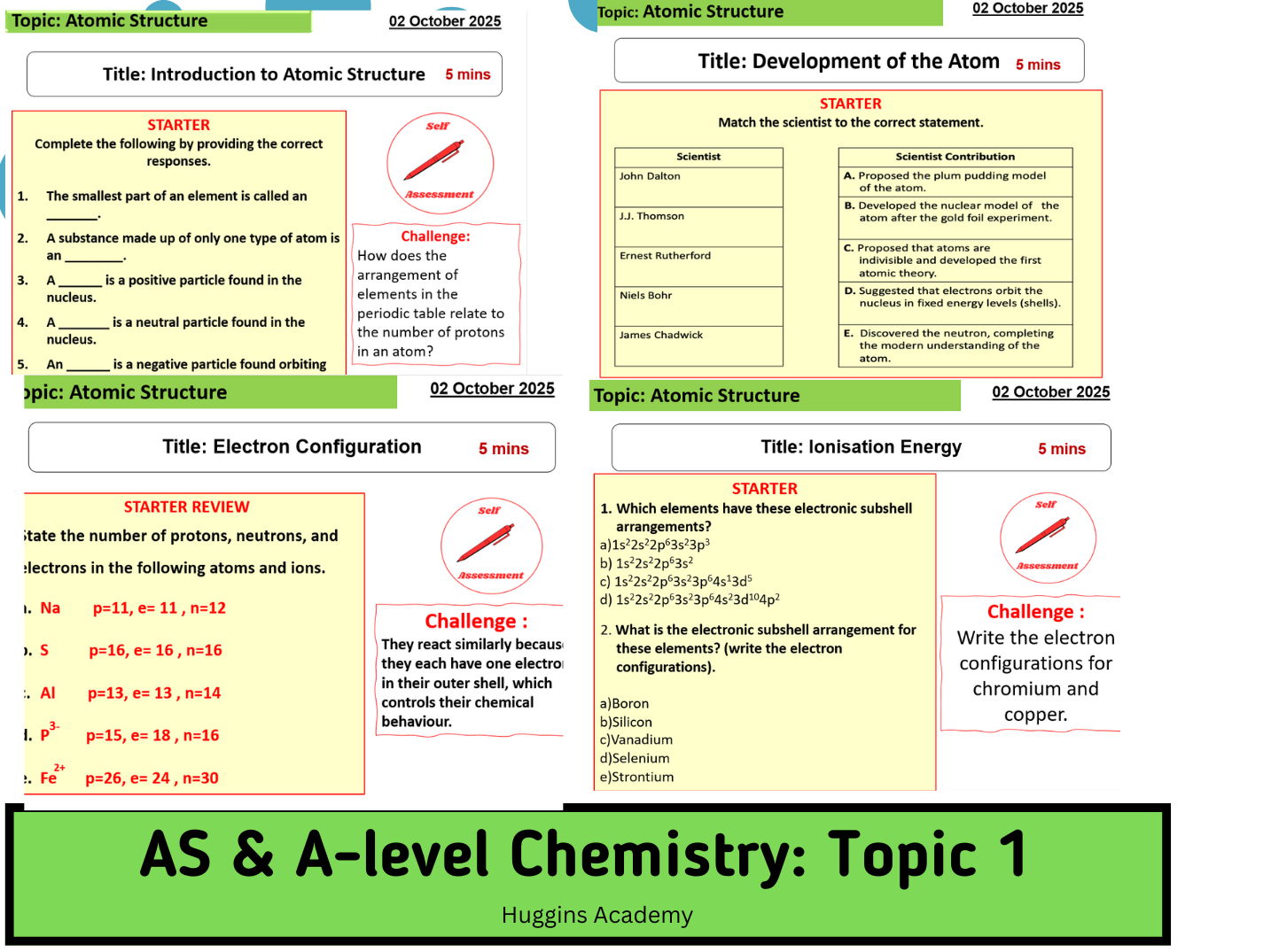 AS & A level Chemistry Topic 1 | Teaching Resources