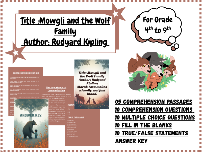 Mowgli and the Wolf Family | Reading Comprehension & Activities (Grades ...