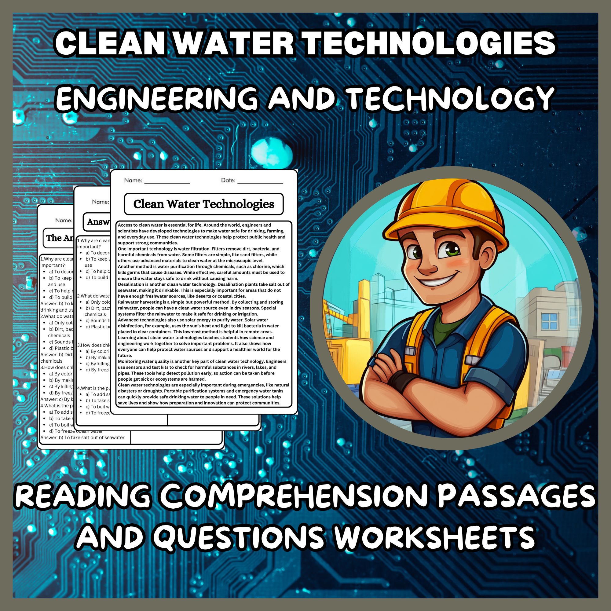 Clean Water Technologies Reading Comprehension Passages & Questions ...