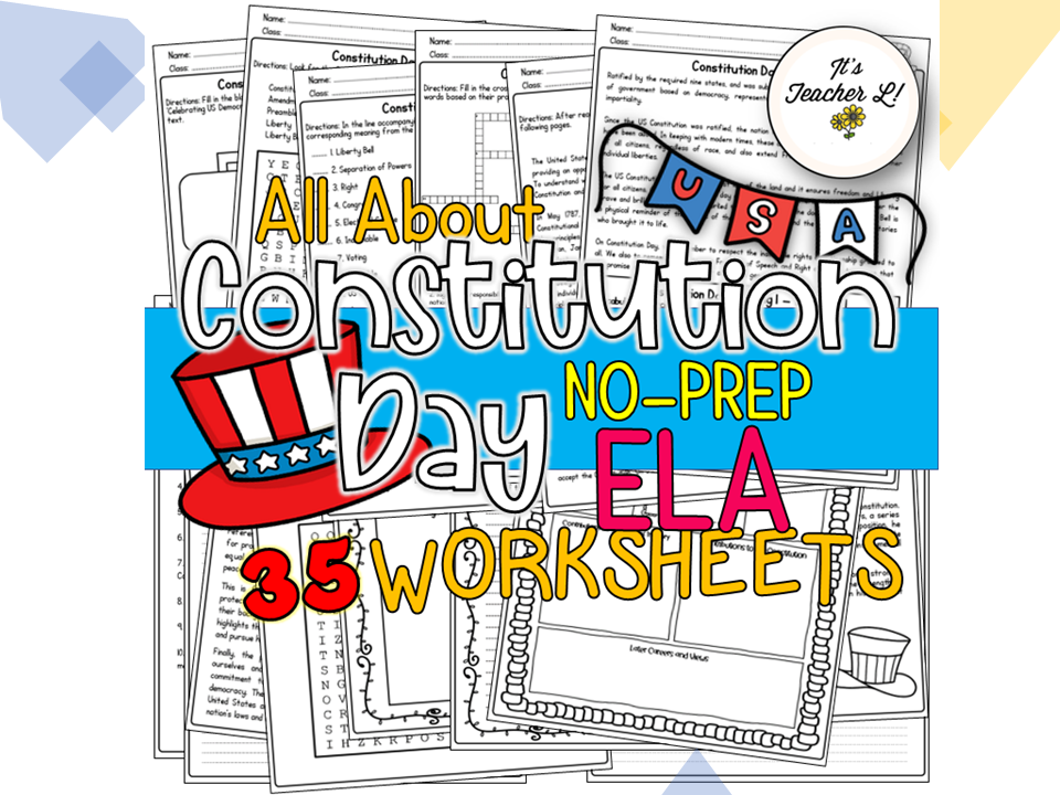 Constitution Day No-Prep ELA Worksheets | Teaching Resources