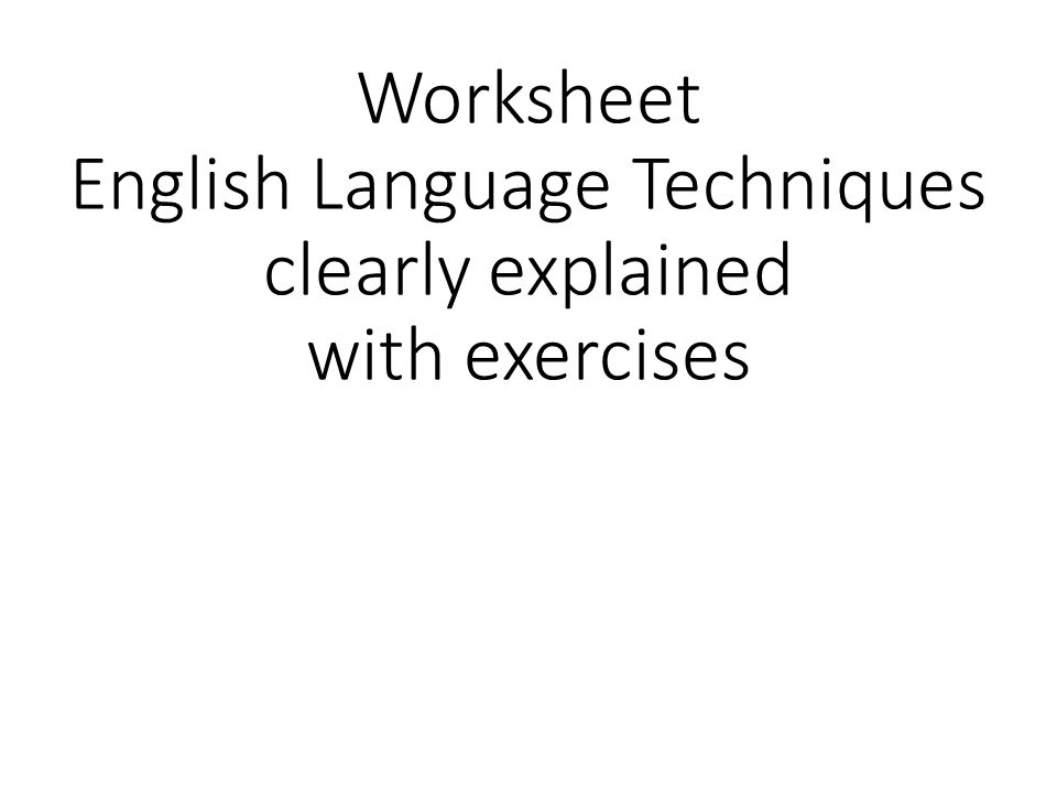 English Language Techniques - A Handy Guide | Teaching Resources